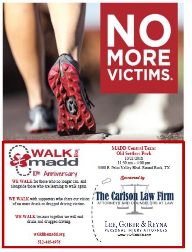 10th Anniversary Walk Like MADD Event | October 21, 2018 - Round the Rock 10th Anniversary Walk Like MADD Event | October 21, 2018 - Round the Rock